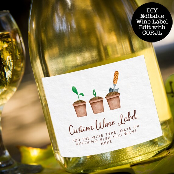 Garden Themed Champagne Label, Printable Wine Label, Custom Wine Labels ...