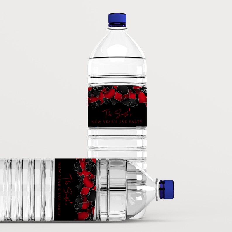 Casino Night Water Bottle Labels, Las Vegas Theme (editable Corjl ...