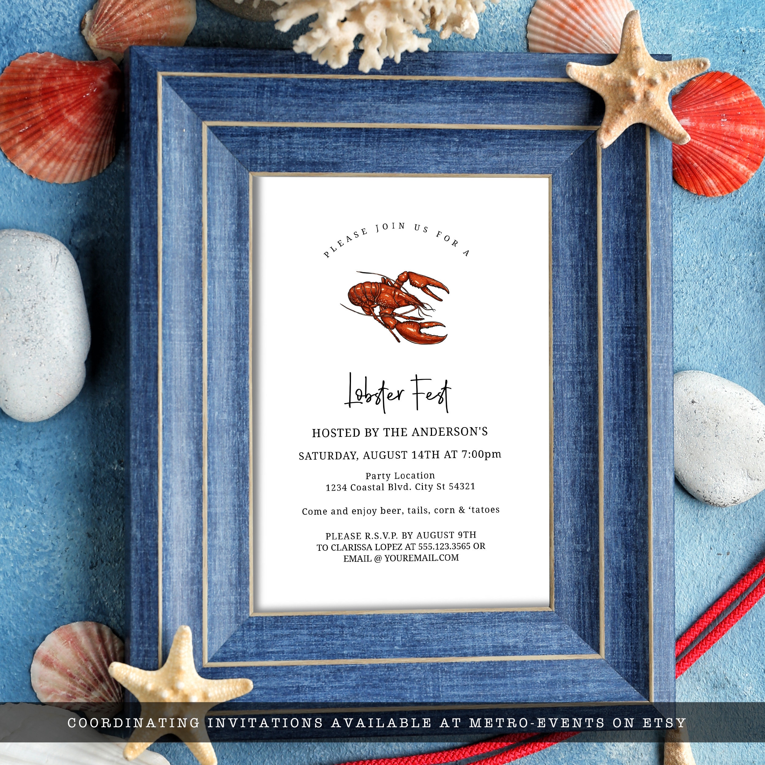 Lobster Drink Menu Sign: Editable Bar Menu Template (instant Download ...