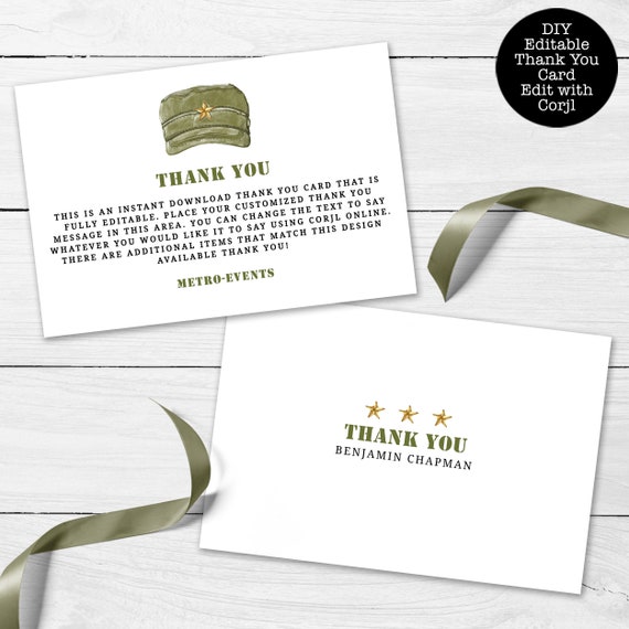 Military Thank You Cards, Thank You Cards, Army Themed Thank You Cards ...