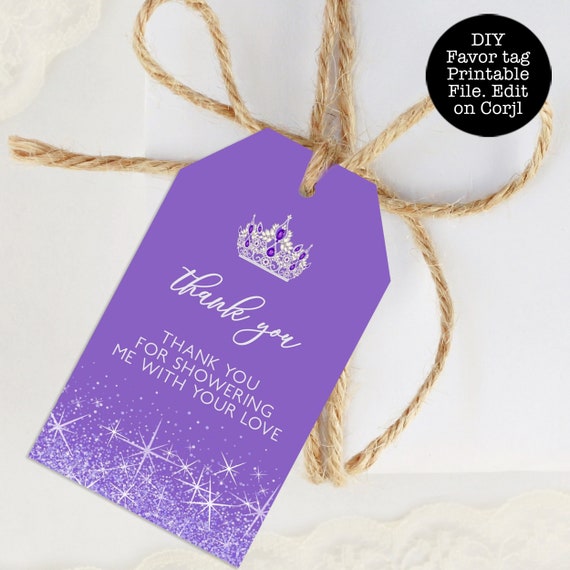 Purple Glitter Favor Tags, Purple Glitter Tags, Purple Glitter Favor ...