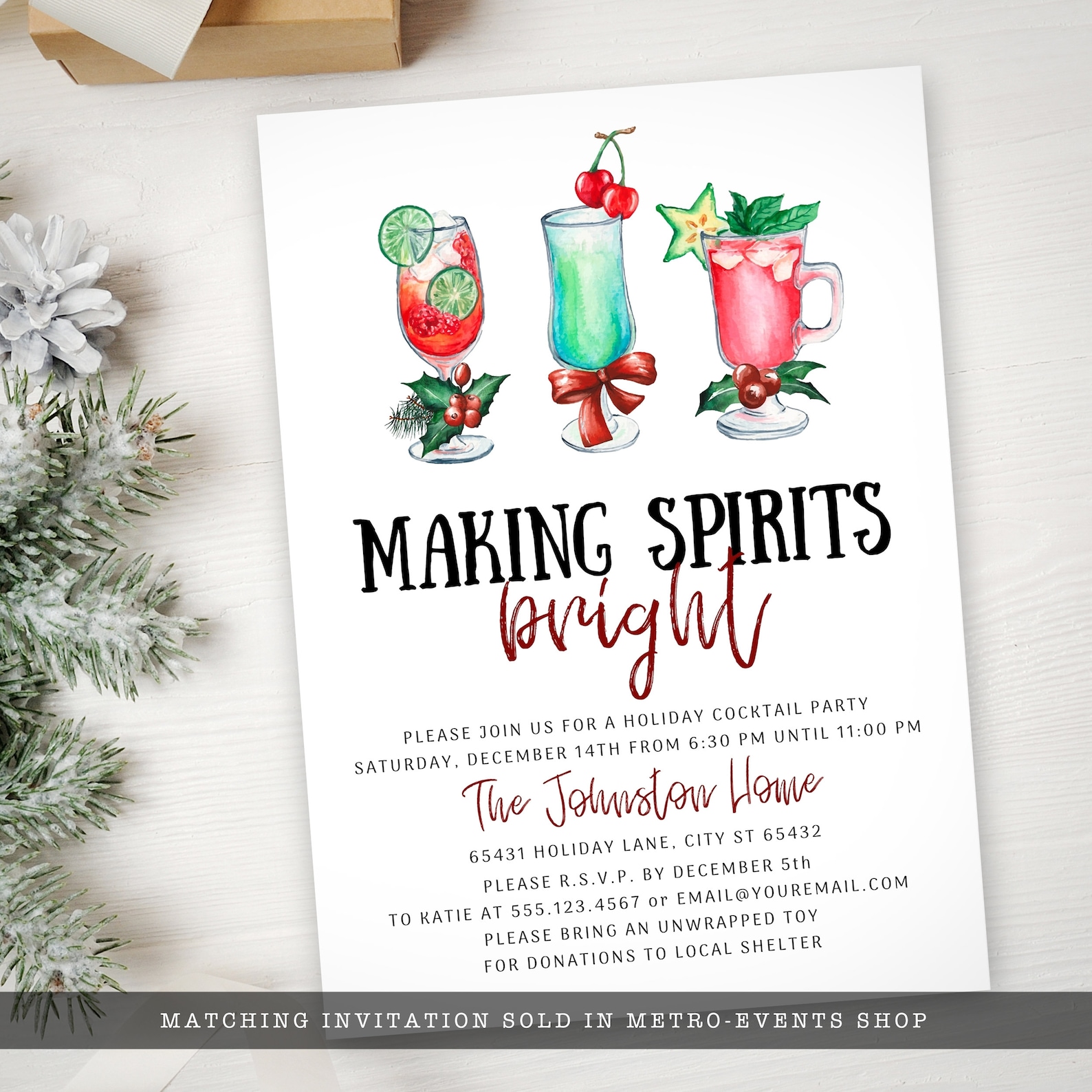 Making Spirits Bright Drink Menu Signs Holiday Drink Menu - Etsy