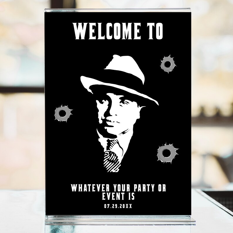 Black and White Mobster Themed Welcome Signs Gangster Party | Etsy
