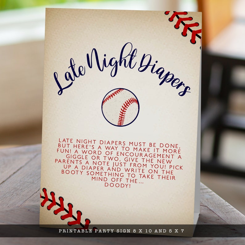 Late Night Diaper Sign Baseball Themed Sign Instant - Etsy
