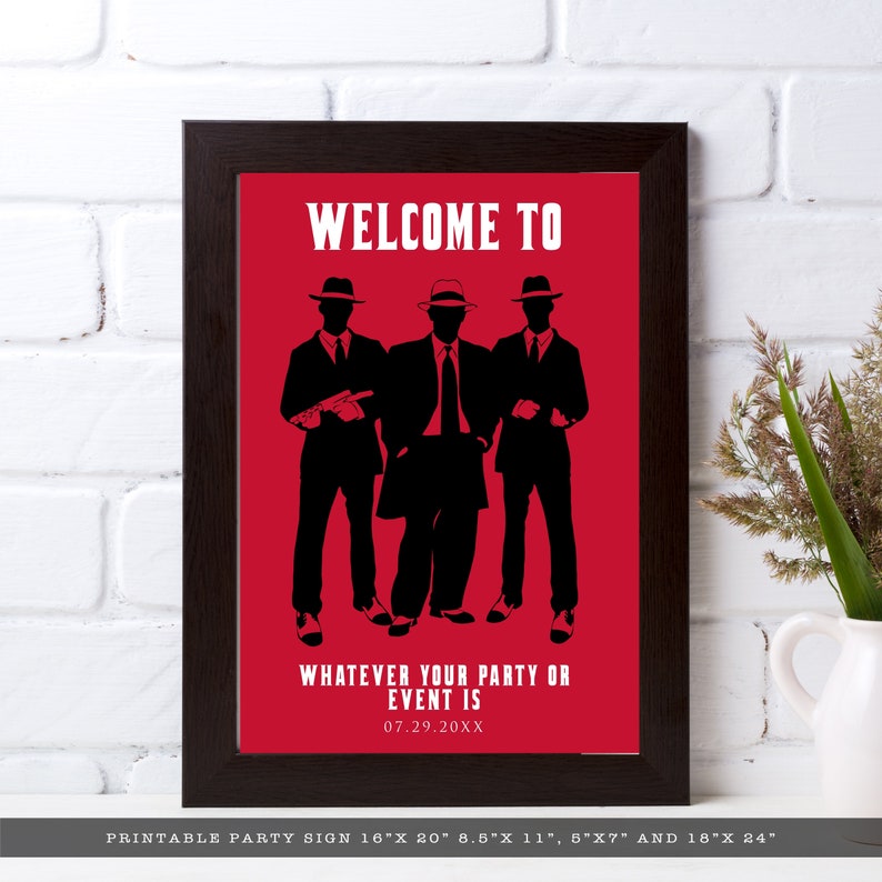 Mobster Themed Welcome Signs Gangster Party Welcome Sign | Etsy