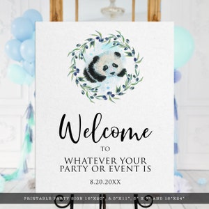 Panda Baby Shower Welcome Sign Printable Sign Custom Welcome - Etsy