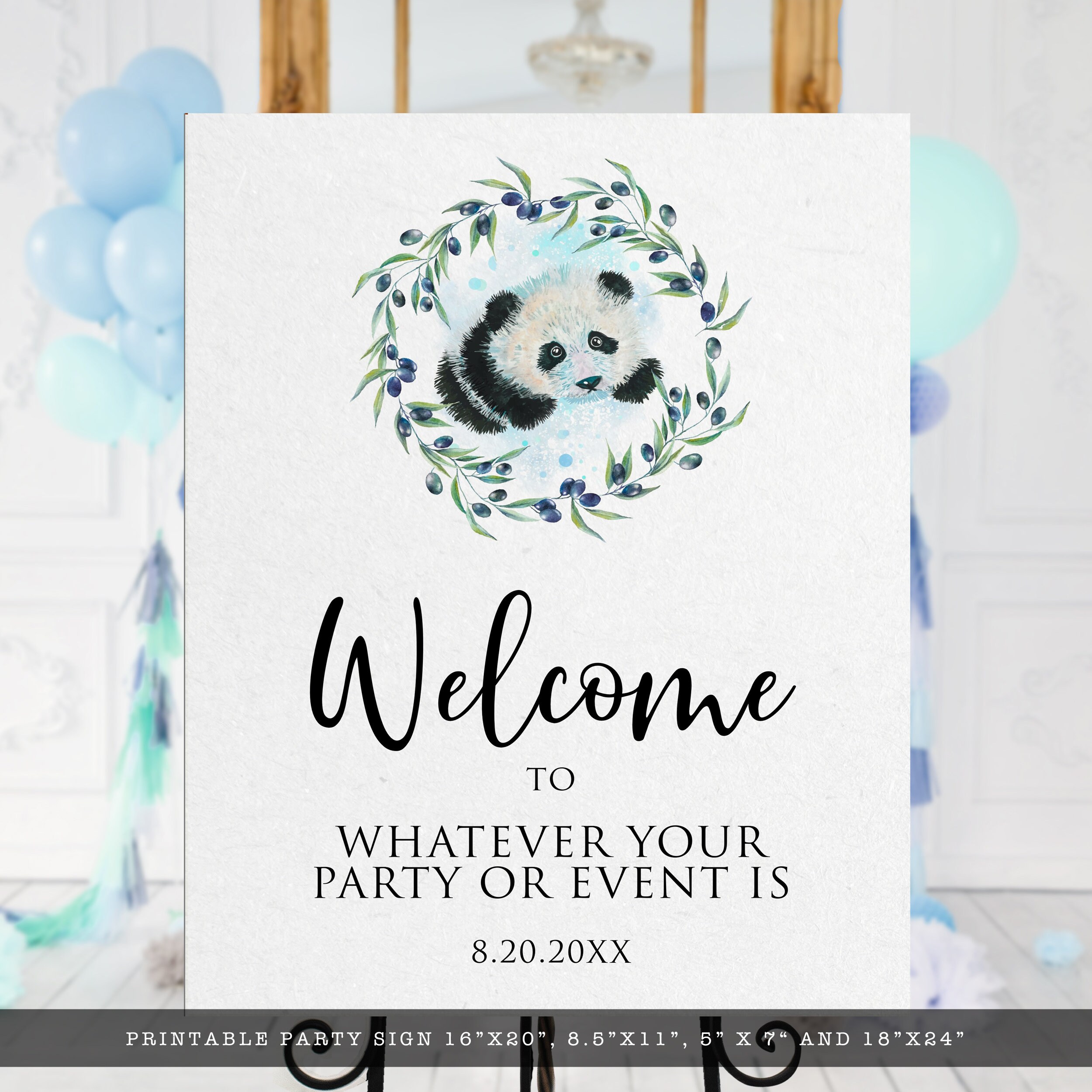 Panda Baby Shower Welcome Sign Printable Sign Custom Welcome | Etsy