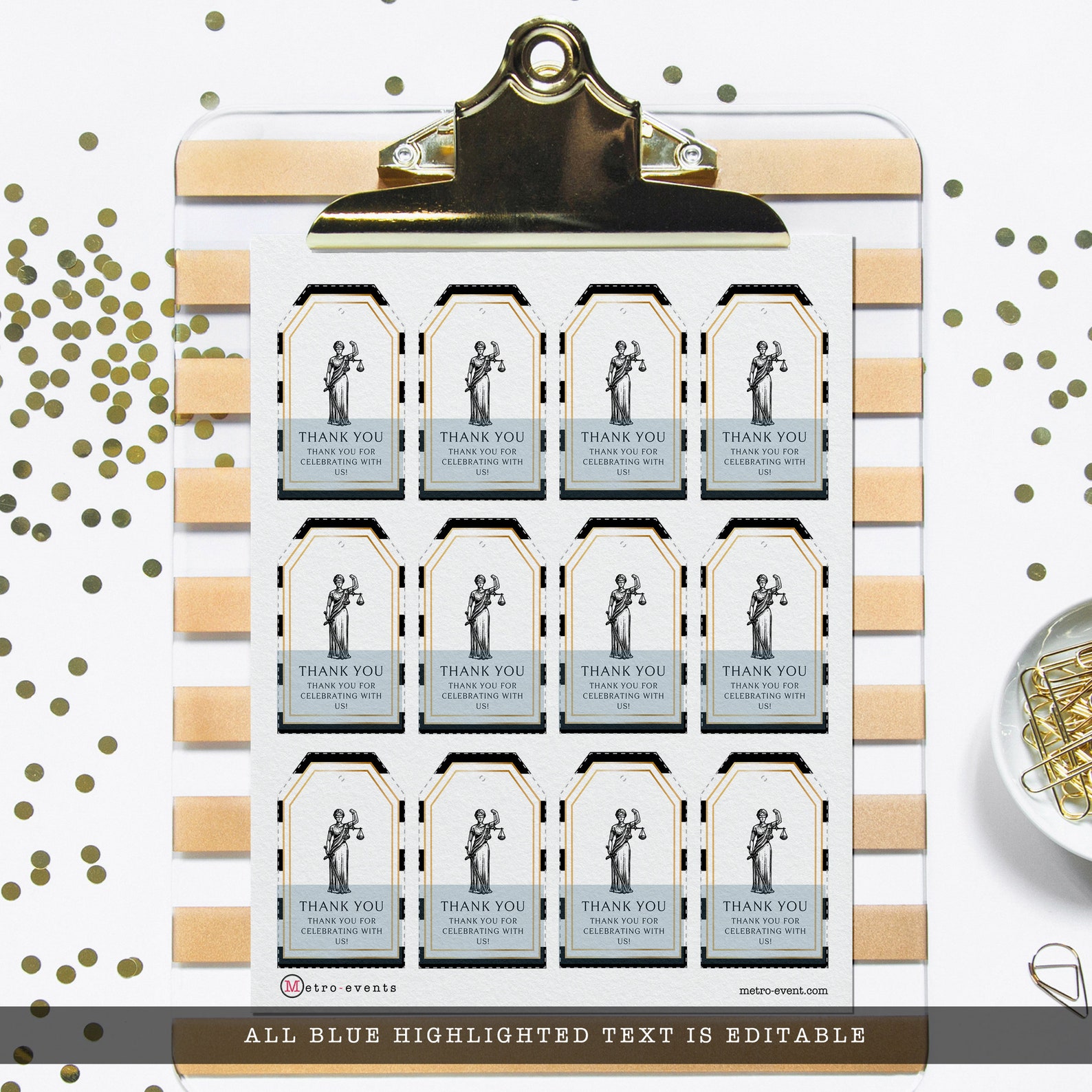 Judge Themed Favor Tags, White and Black Favor Tag, Printable Thank You ...