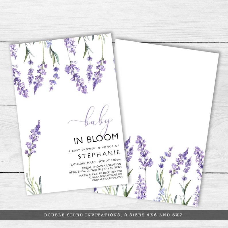 Watercolor Lavender Baby Shower Invitation: Wildflower Baby in Bloom ...