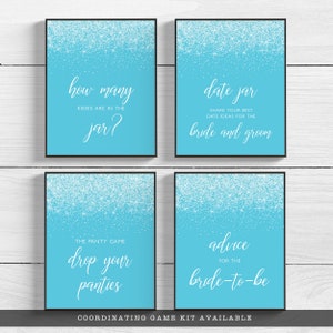 Aqua Welcome Signs, Glitter Bridal Shower, Printable Party Sign ...
