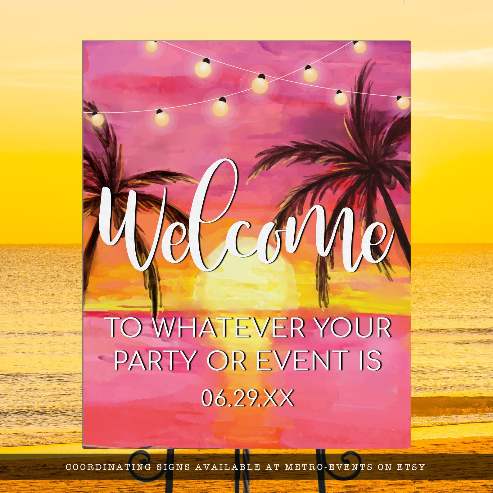 Tropical Sunset Favor Tag, Sunset Gift Tags, Editable Gift Labels ...