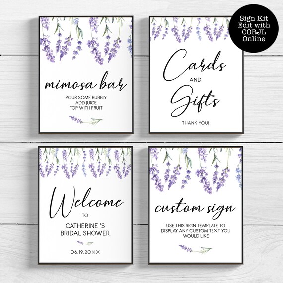 Lavender Bridal Shower Sign Kit, Country Lavender Signs, 4 Printable ...
