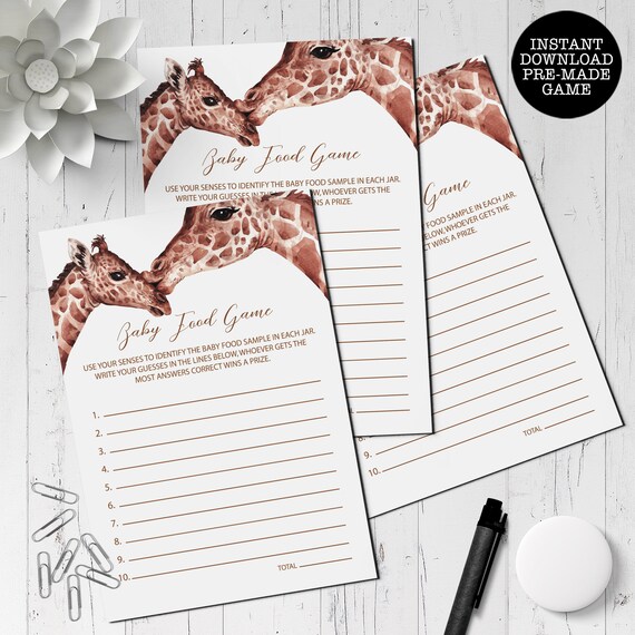 Safari Baby Shower Game, Name That Baby Food, Instant Download, Giraffe ...