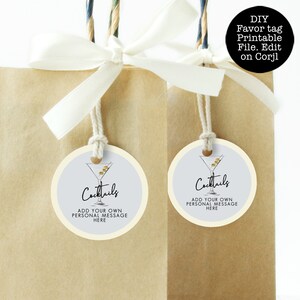 Editable Retro Cocktail Gift Tag Retro Favor Tag Printable - Etsy