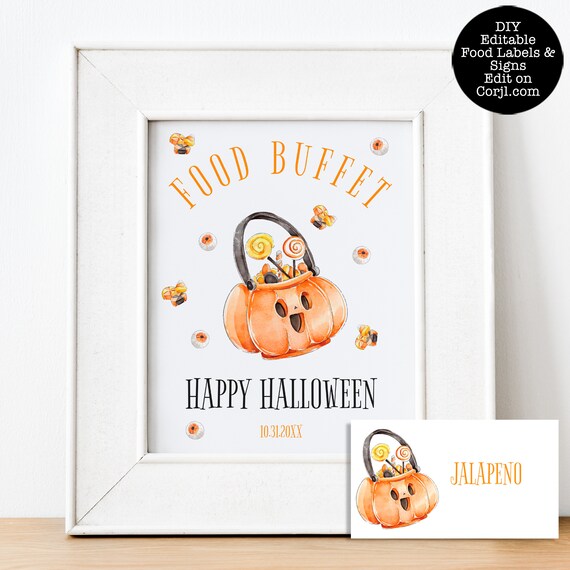 Printable Food Label, Cute Pumpkin Party Signs, Instant Download ...