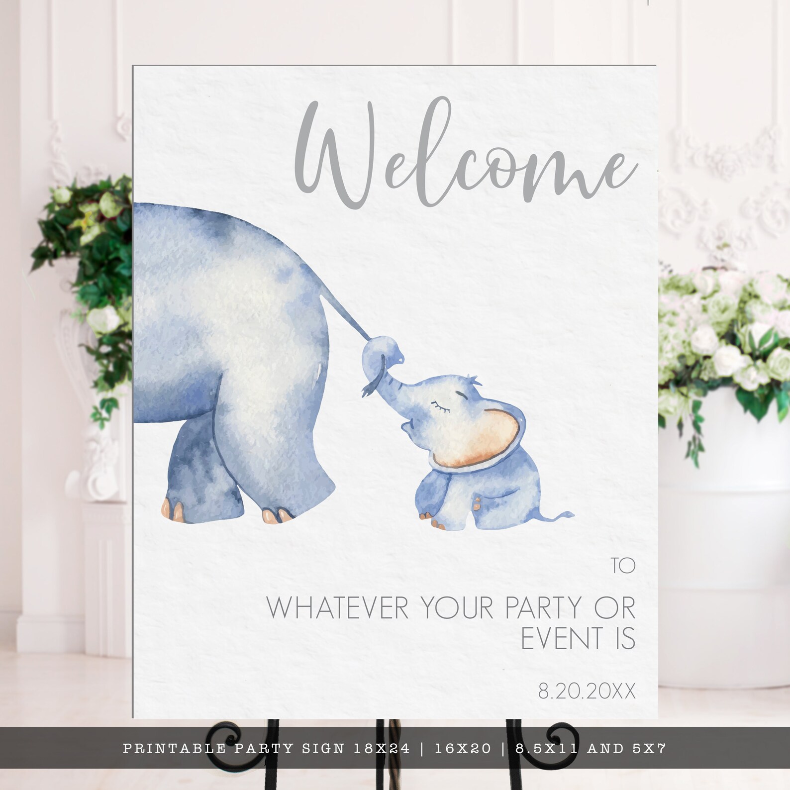 Baby Elephant Welcome Sign Baby Shower Sign Custom Welcome | Etsy