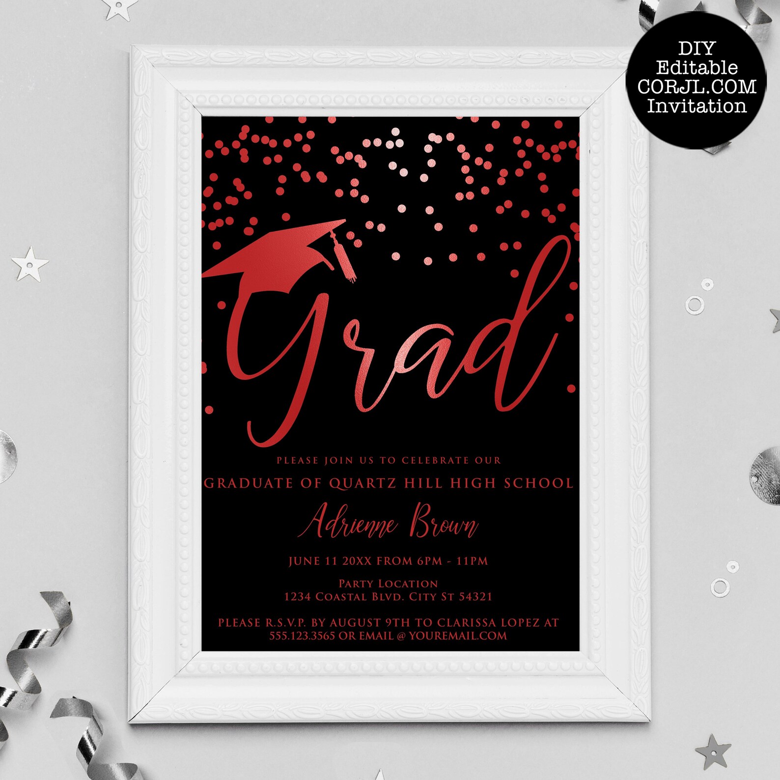 Red Foil Graduation Party Invitations Graduation Party | Etsy