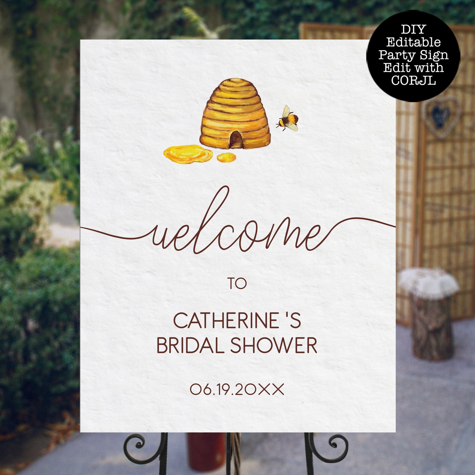 Bride to Bee Bridal Shower Welcome Sign Printable Welcome | Etsy