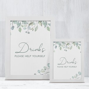 Greenery Drink Sign, Bridal Shower Sign, Printable Sign, Instant ...