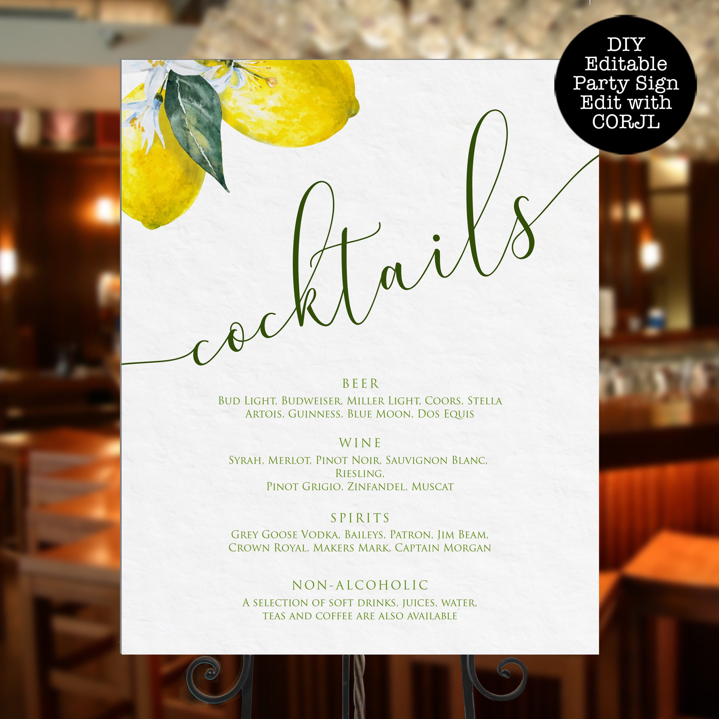 Lemon Drink Menu Sign Lemonade Stand Signs Lemon Menu | Etsy