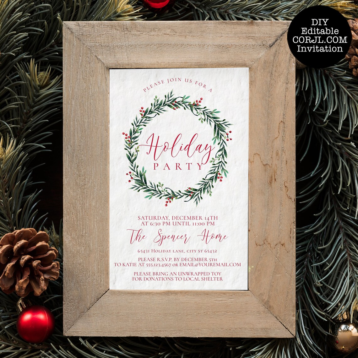 Traditional Holiday Party Invitations Christmas Printable | Etsy