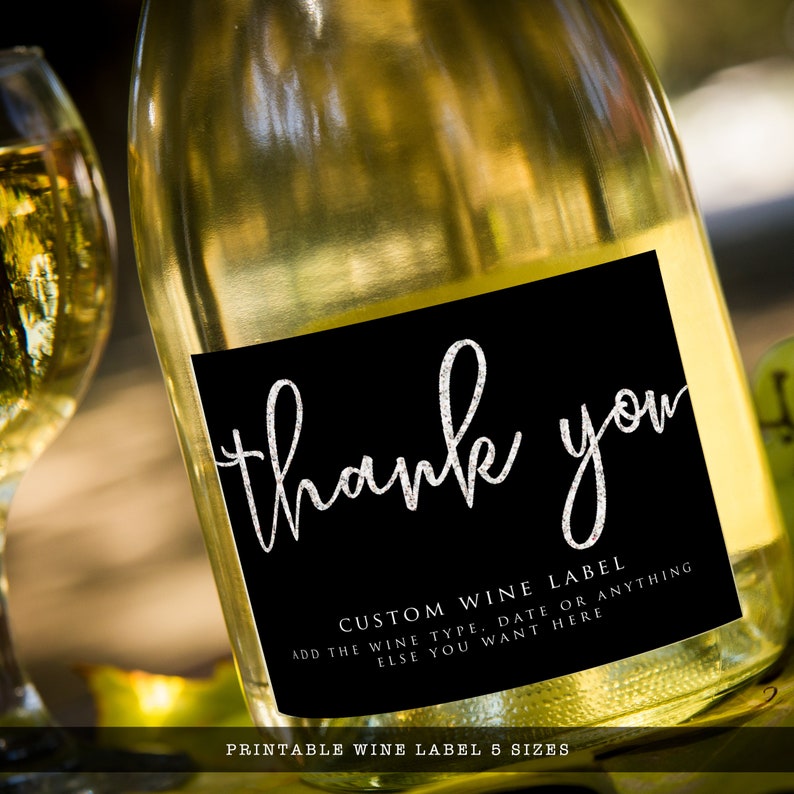 Printable Black and Silver Wine Labels Printable Wine Label - Etsy