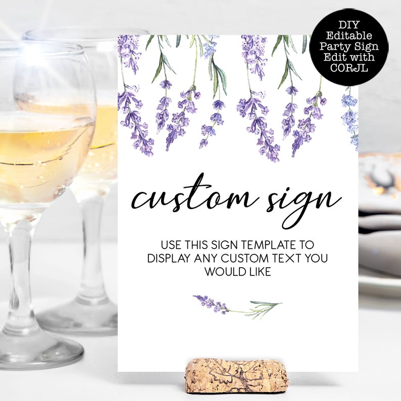 Country Lavender Custom Party Sign Printable Sign Lavender - Etsy