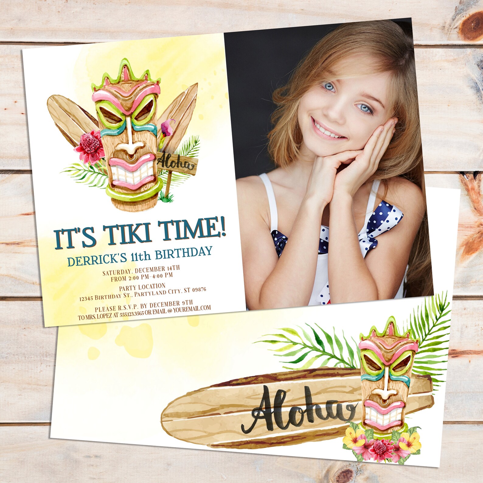 Editable Photo Birthday Invitation Tiki Photo Invite - Etsy