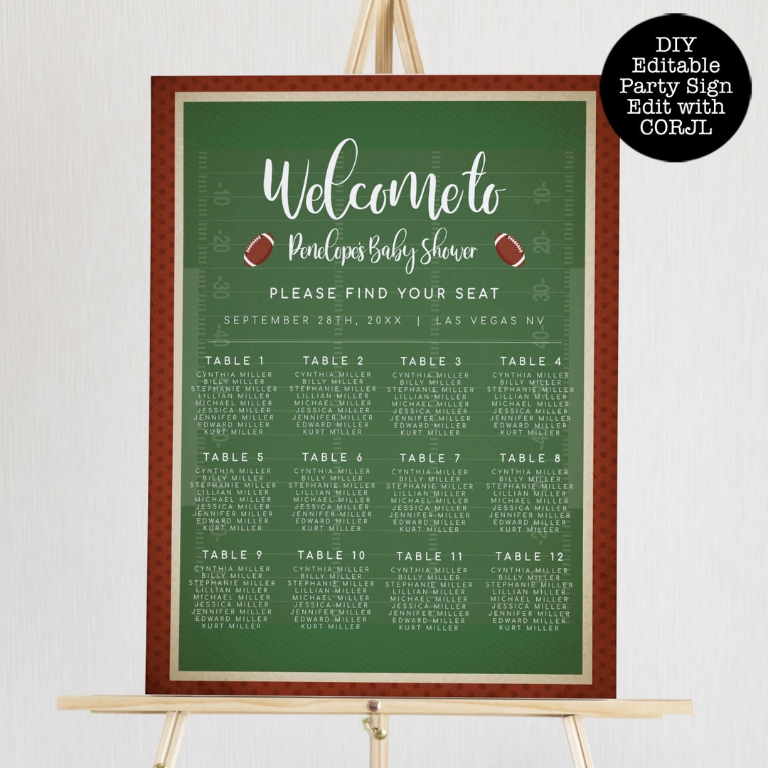 Football Seating Chart Sign: Custom Event Seating (editable Corjl ...