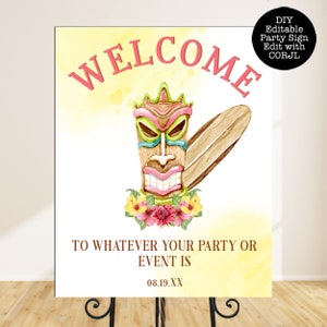 Tiki Printable Signs Editable Welcome Signs Custom Summer - Etsy