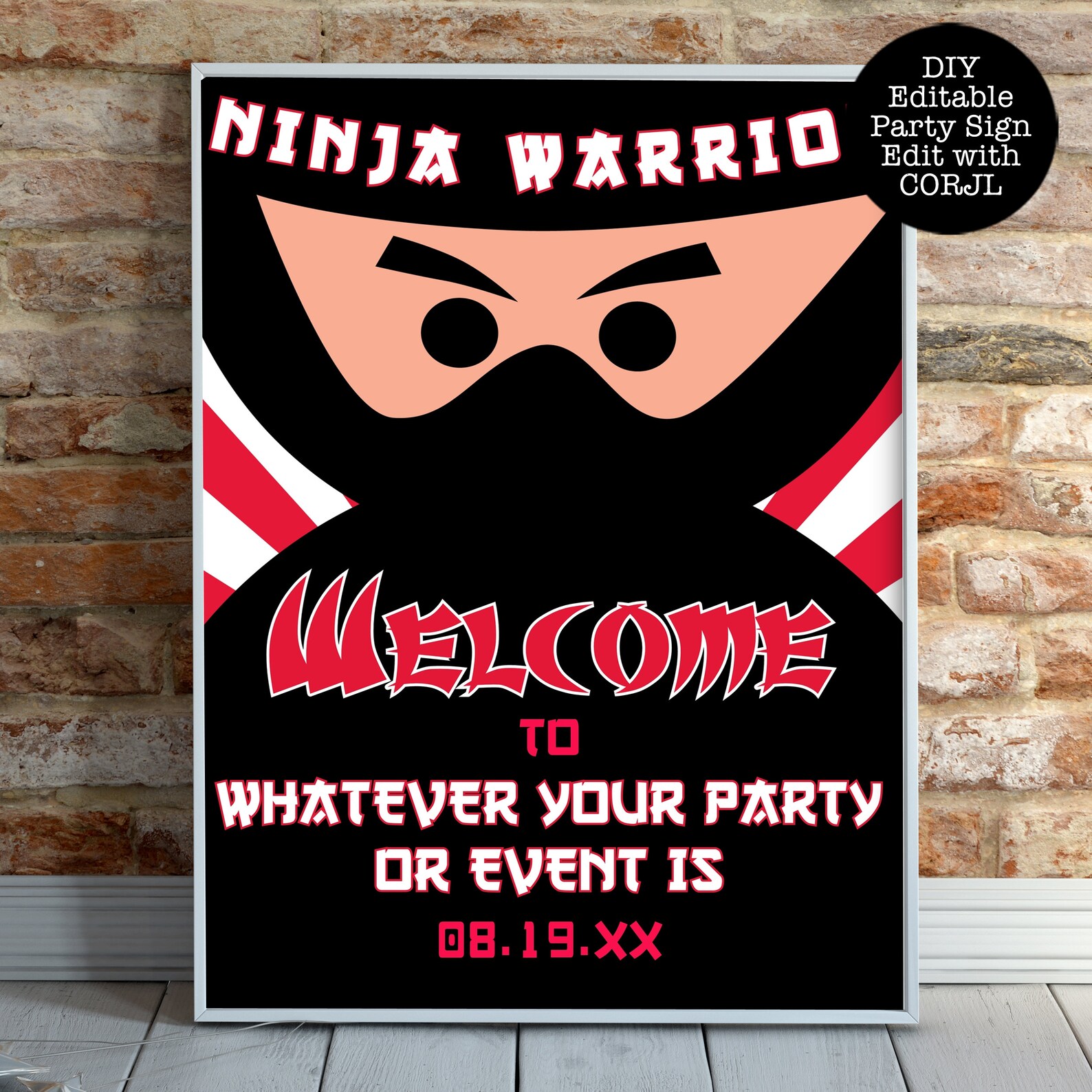 Ninja Welcome Signs, Editable Party Sign, Printable Welcome Sign ...