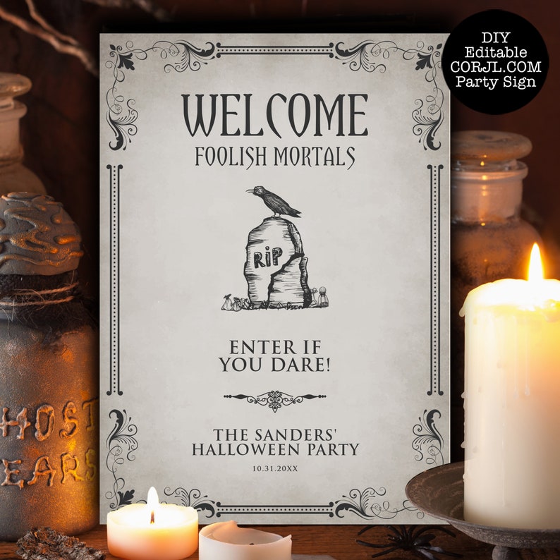 Graveyard Halloween Welcome Signs Vintage Signs Party Signs - Etsy