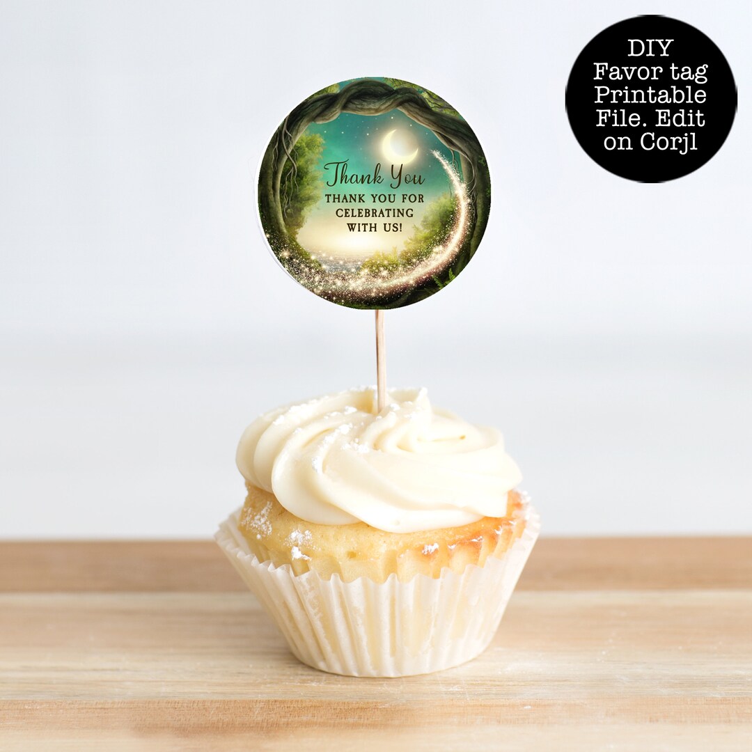 Enchanted Forest Favor Tag, Round Gift Tags, Editable Gift Labels ...