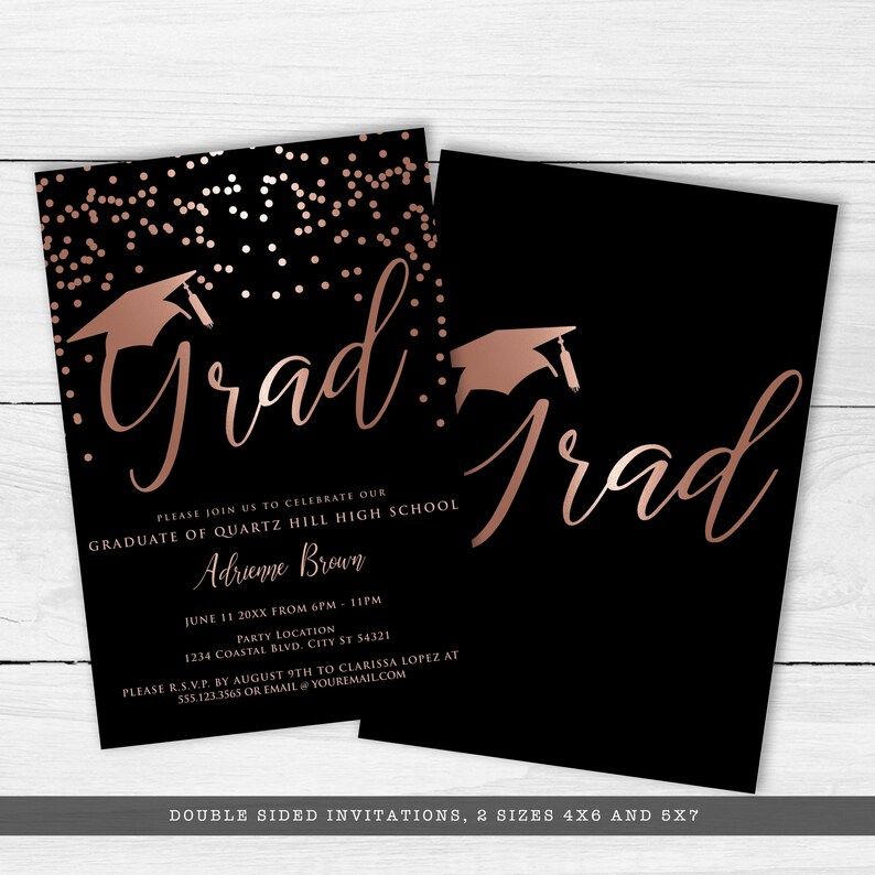 Rose Gold Foil Graduation Party Invitations Graduation Party - Etsy