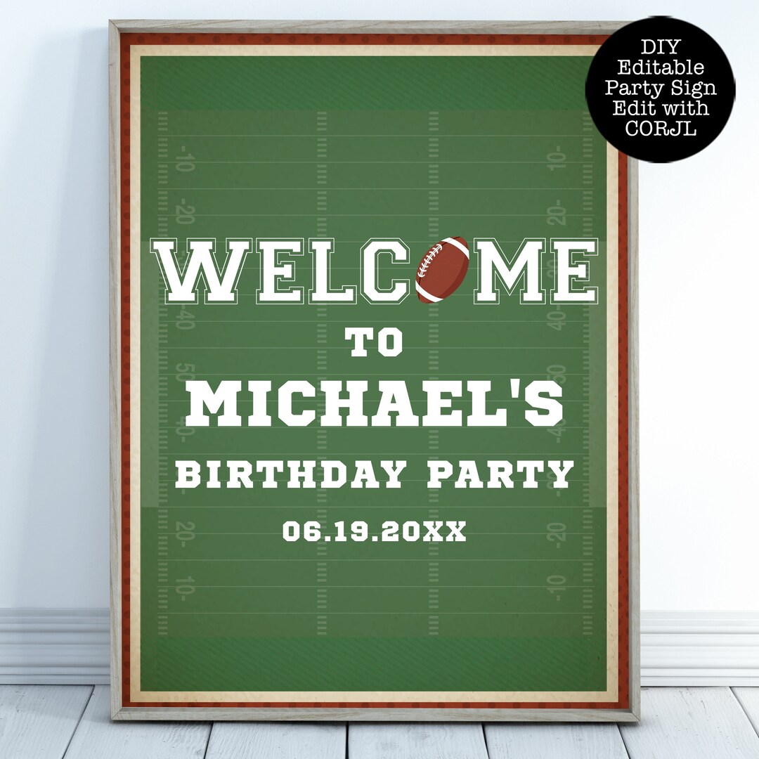 Football Welcome Sign, Printable Sign, Custom Football Welcome Sign ...
