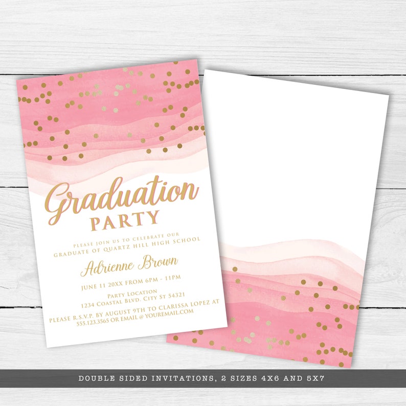 Pink and Gold Graduation Invitations Graduation Party - Etsy