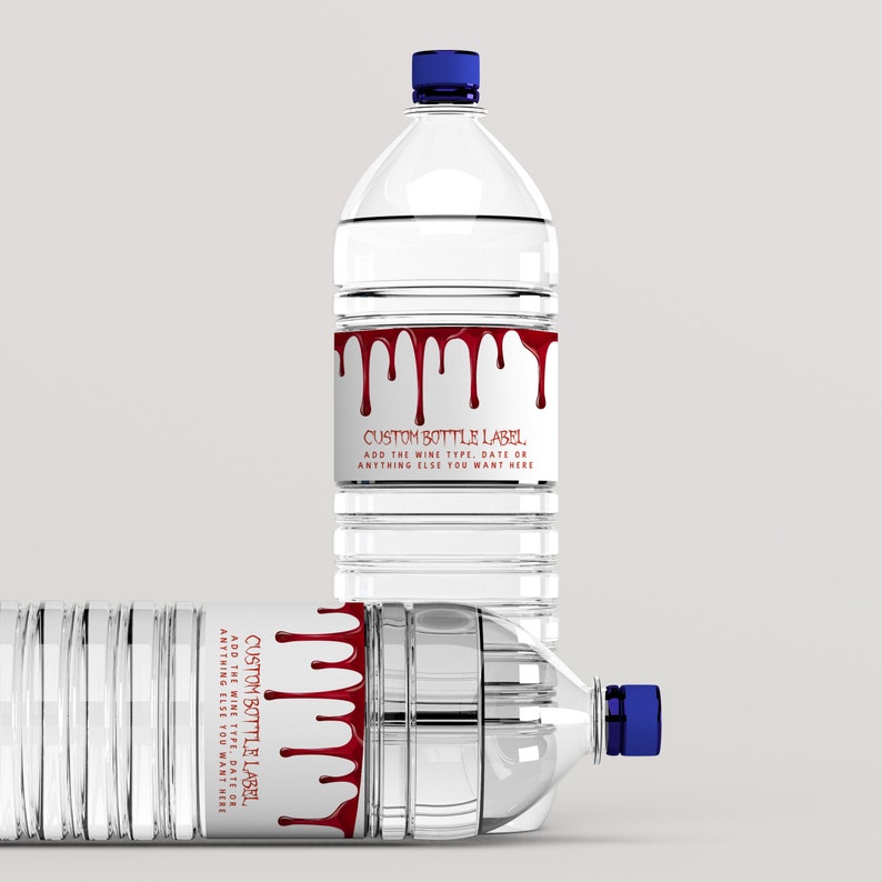 Digital Download Water Bottle Labels, Bloody Beverage Wrappers ...