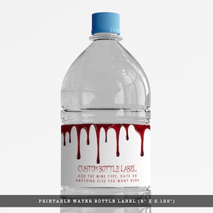 Digital Download Water Bottle Labels, Bloody Beverage Wrappers ...