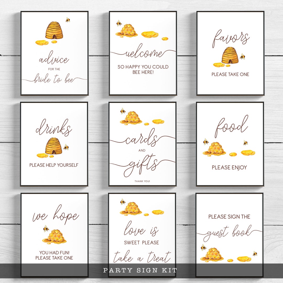 Bride to Bee Bridal Shower Signs: Bee Themed Party Decor (printable) - Etsy