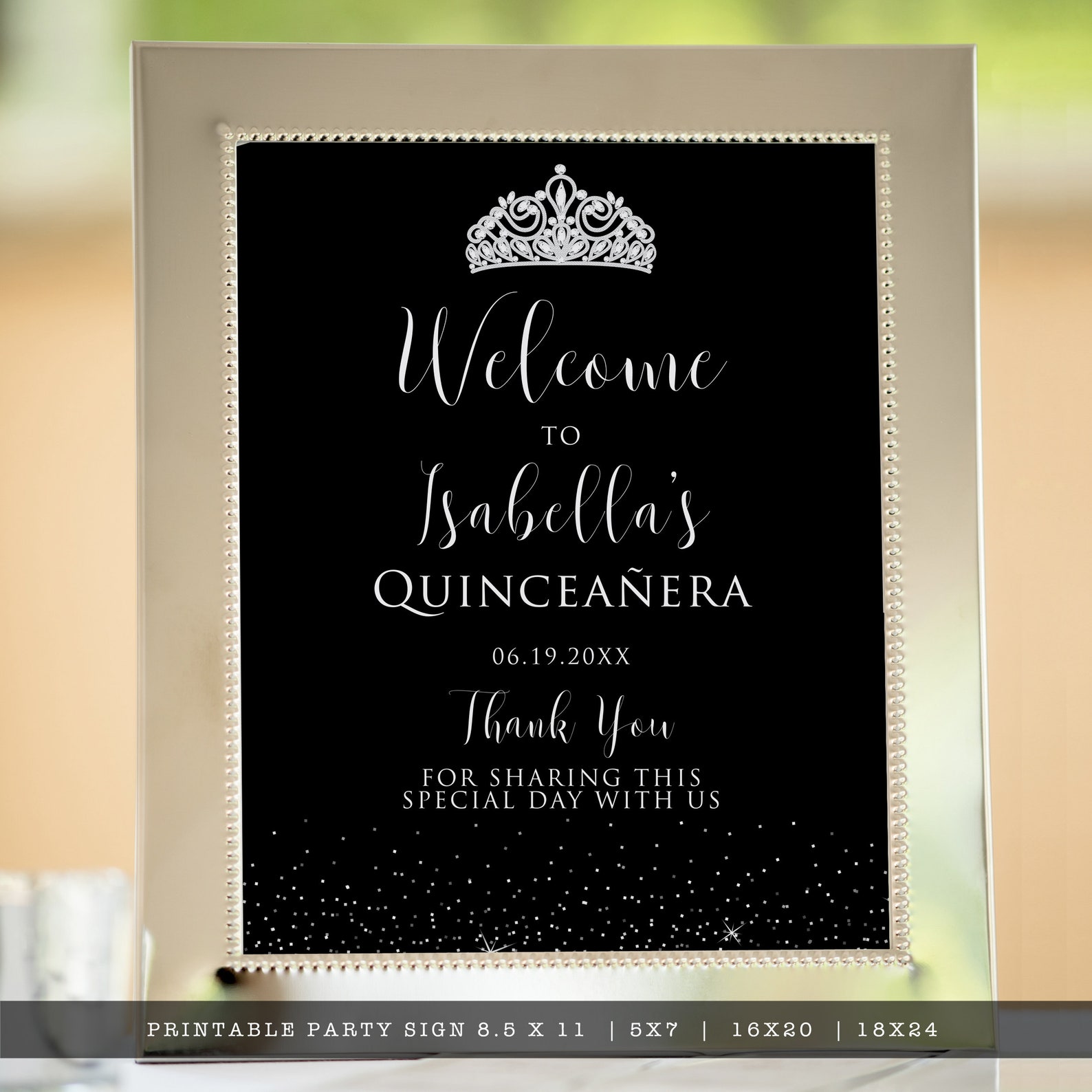 Black and Silver Quinceanera Signs Glitter Quinceanera Sign - Etsy