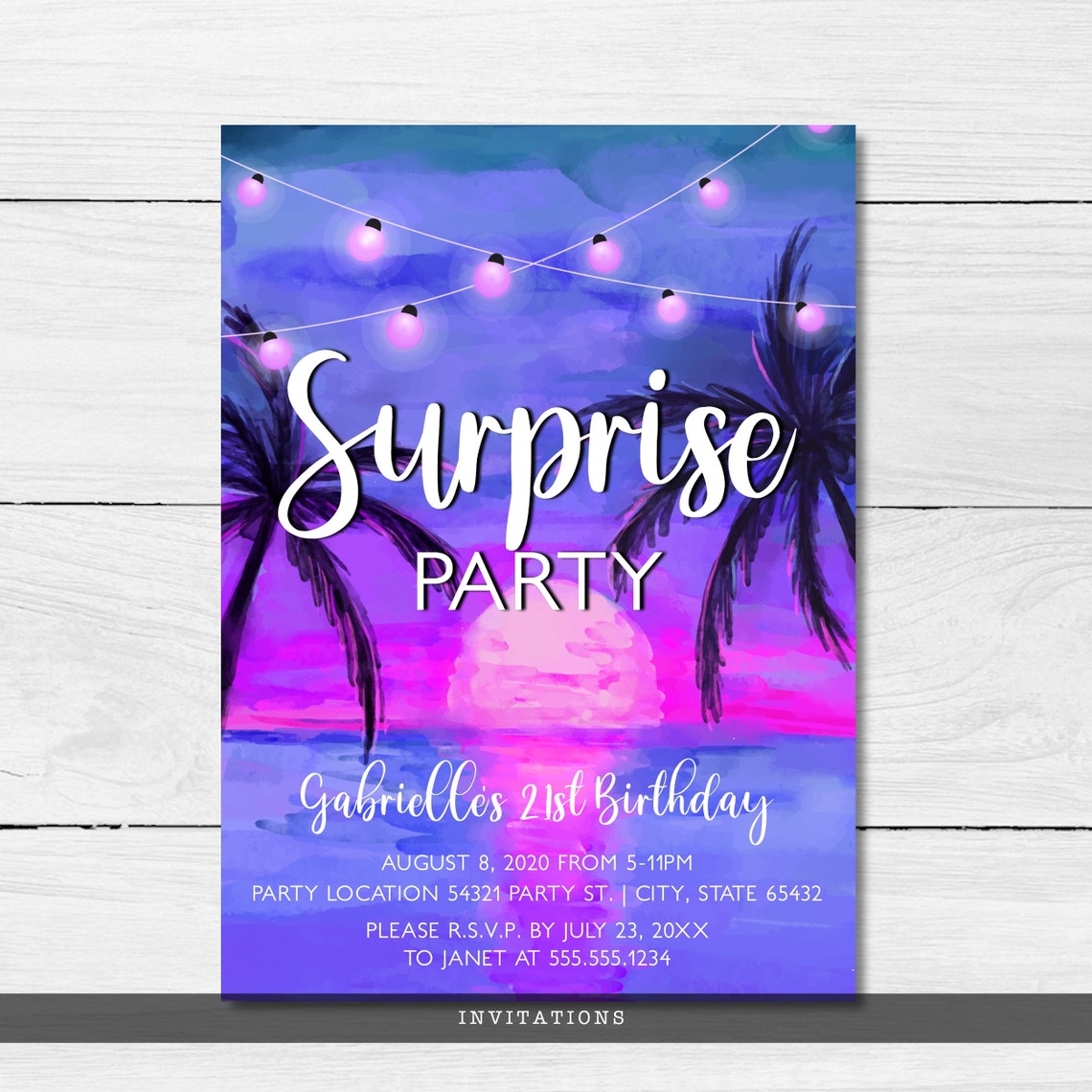 Beautiful Sunset Party Invitation Beach Party Invitations - Etsy