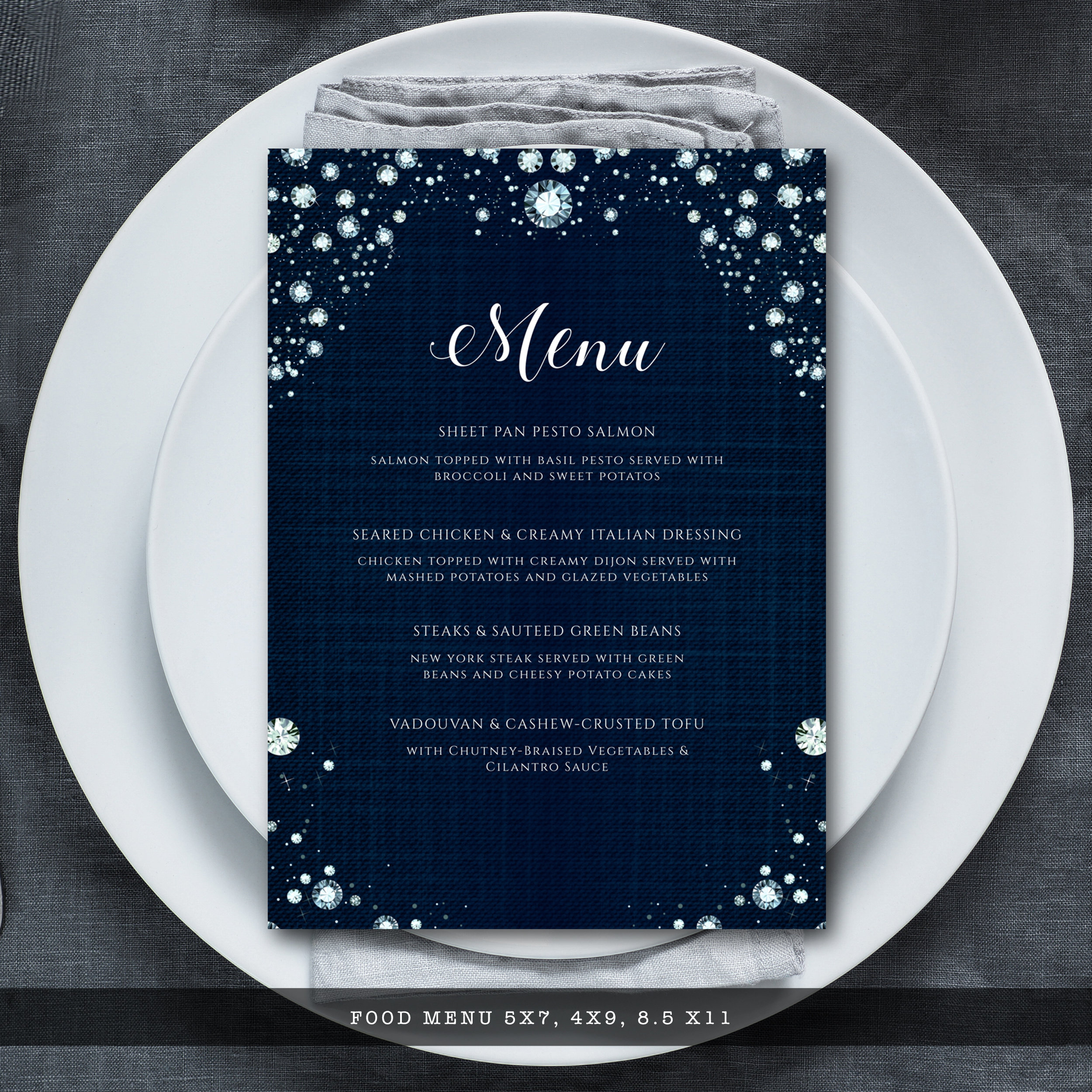 Denim and Diamonds Dinner Menu, Editable Template (instant Download) - Etsy