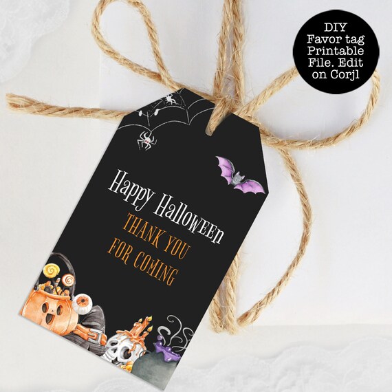 Halloween Favor Tags, Kids Halloween Gift Tags, Editable Favor Tags ...