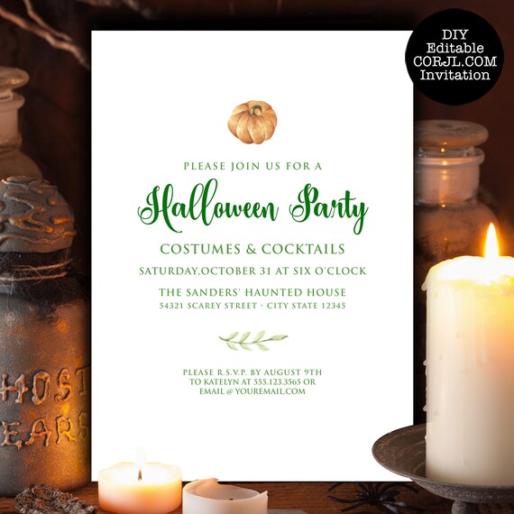 Editable Halloween Pumpkin Invitation, Harvest Invitation, Editable ...