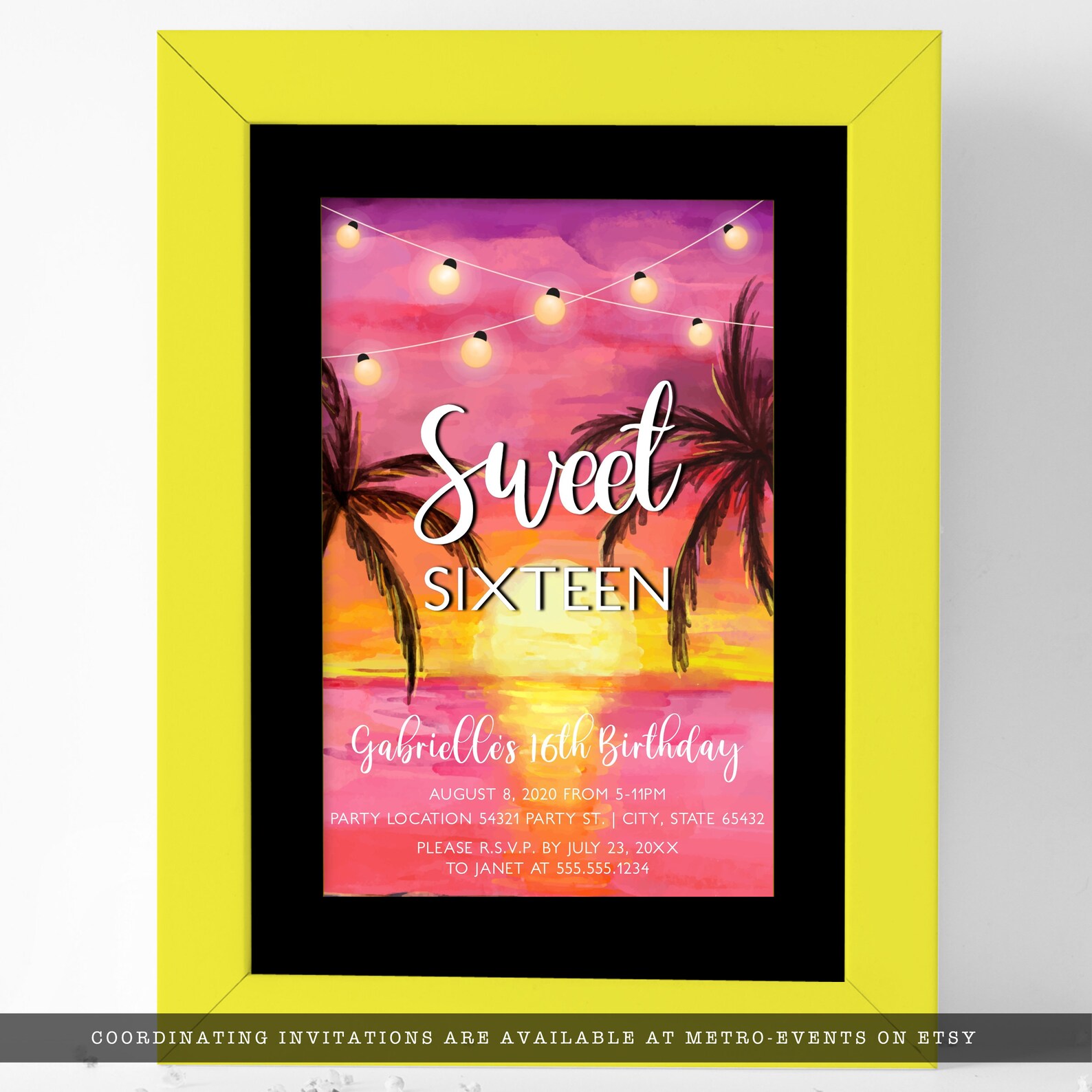 Pink Sunset Welcome Sign Tropical Welcome Signs Printable | Etsy