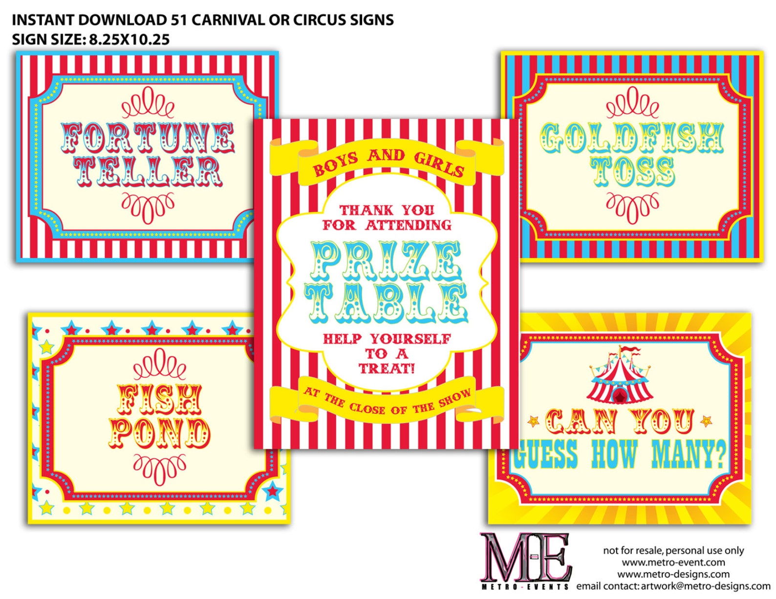 Carnival Signs 51 Carnival Party Signs Printable Carnival | Etsy