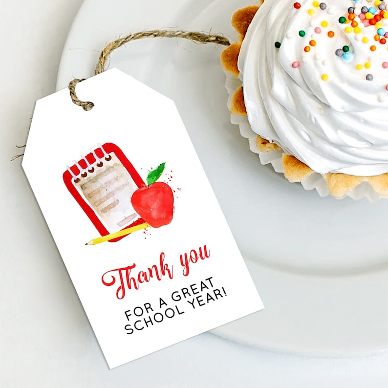 School Themed Printable Thank You Tags Teacher Favor Tags | Etsy