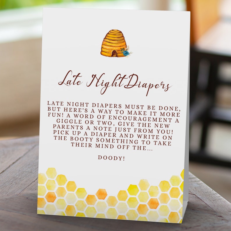 Editable Late Night Diaper Sign Honeycomb Bee Signs Instant - Etsy