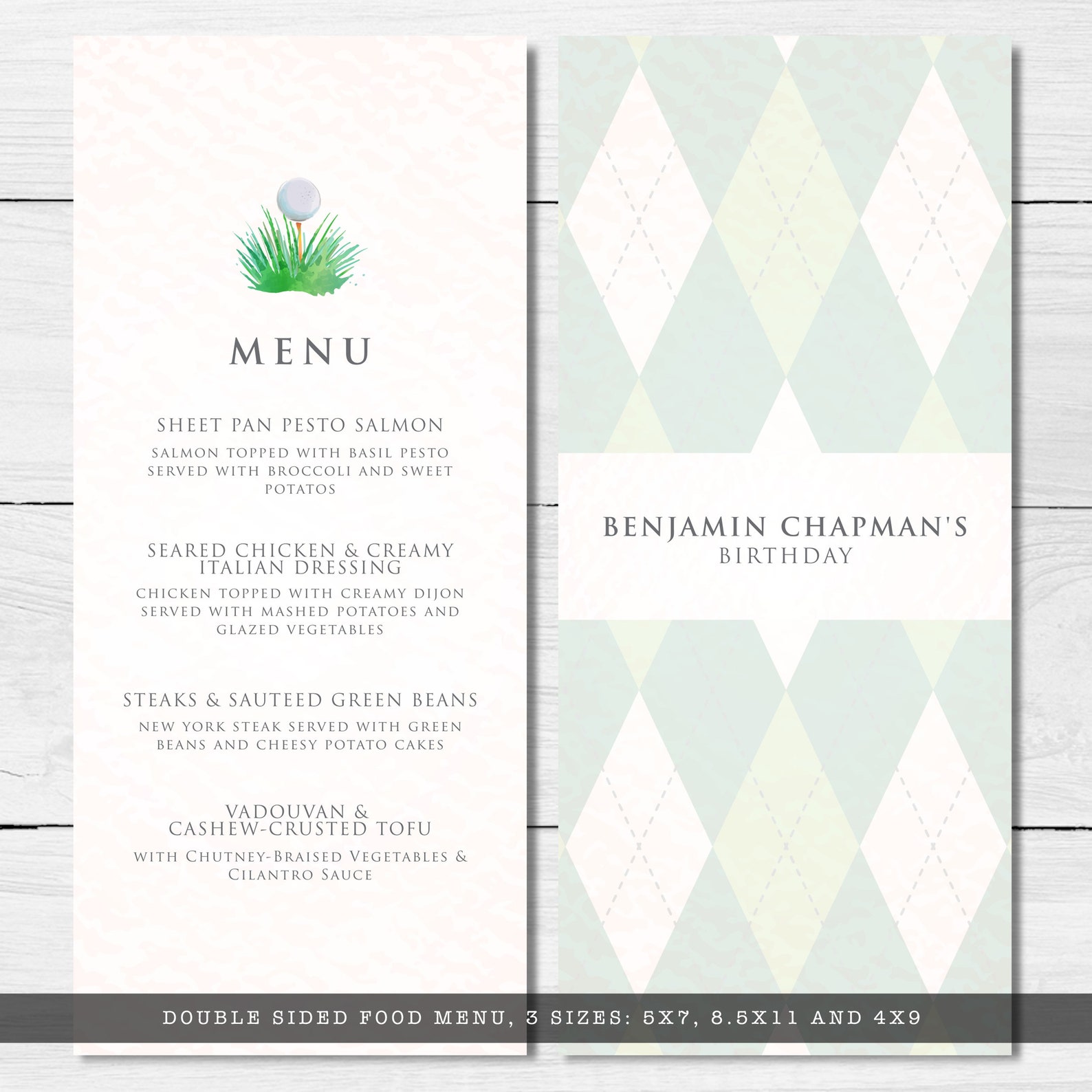 Golf Themed Food Menu Dinner Party Menu Golfing Menu Dinner - Etsy.de