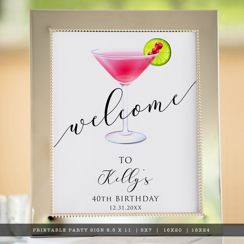 Pink Cocktail Welcome Signs Cosmo Sign Printable Sign - Etsy